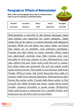 Paragraph on 'Effects of Deforestation' - Kidpid