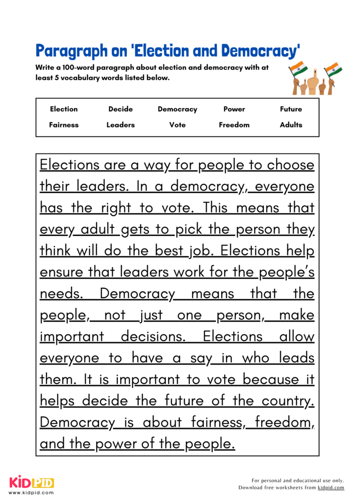 Paragraph on 'Election and Democracy' - Kidpid