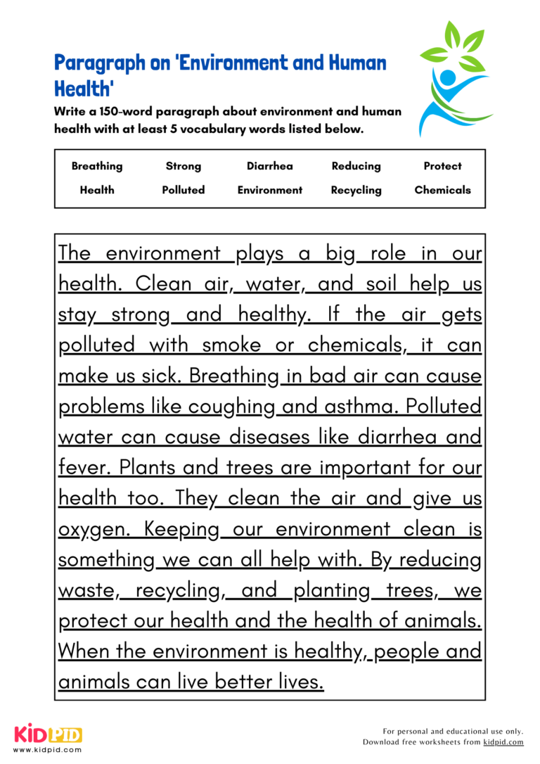 Paragraph on 'Environment and Human Health' - Kidpid