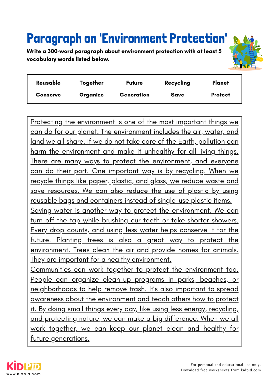 Paragraph on 'Environment Protection' - Kidpid