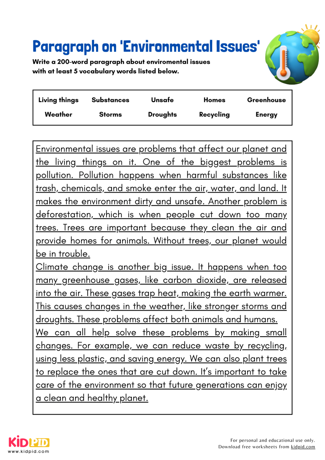 Paragraph on 'Environmental Issues' - Kidpid