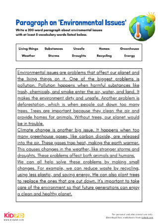 Paragraph on 'Environmental Issues' - Kidpid