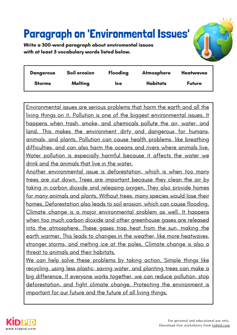 Paragraph on 'Environmental Issues' - Kidpid