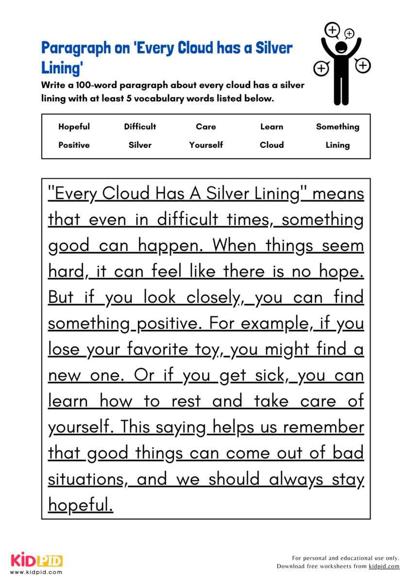 Paragraph on 'Every Cloud has a Silver Lining' - Kidpid