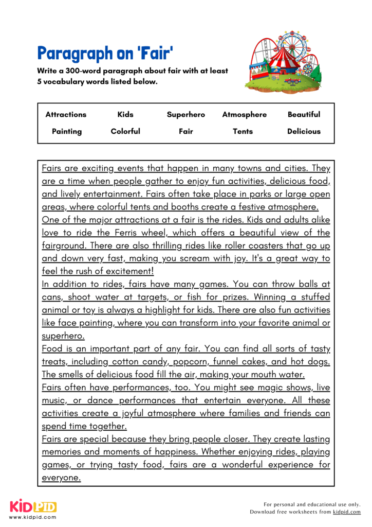 Paragraph on 'Fair' - Kidpid