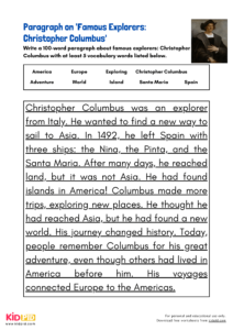 Paragraph on 'Famous Explorers: Christopher Columbus' - Kidpid