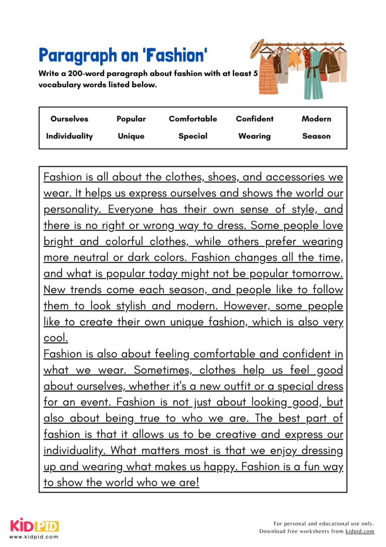 Paragraph on 'Fashion' - Kidpid