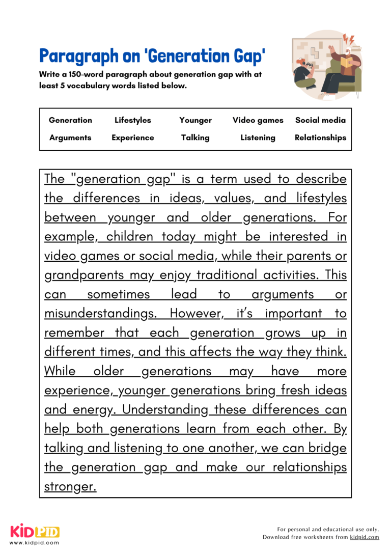 Paragraph on 'Generation Gap' - Kidpid