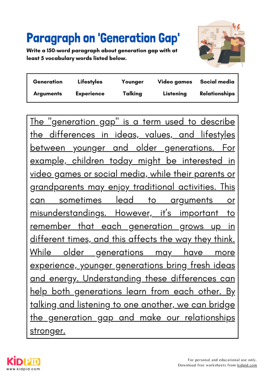 Paragraph on 'Generation Gap' - Kidpid