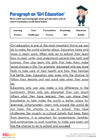 Paragraph on 'Girl Education' - Kidpid
