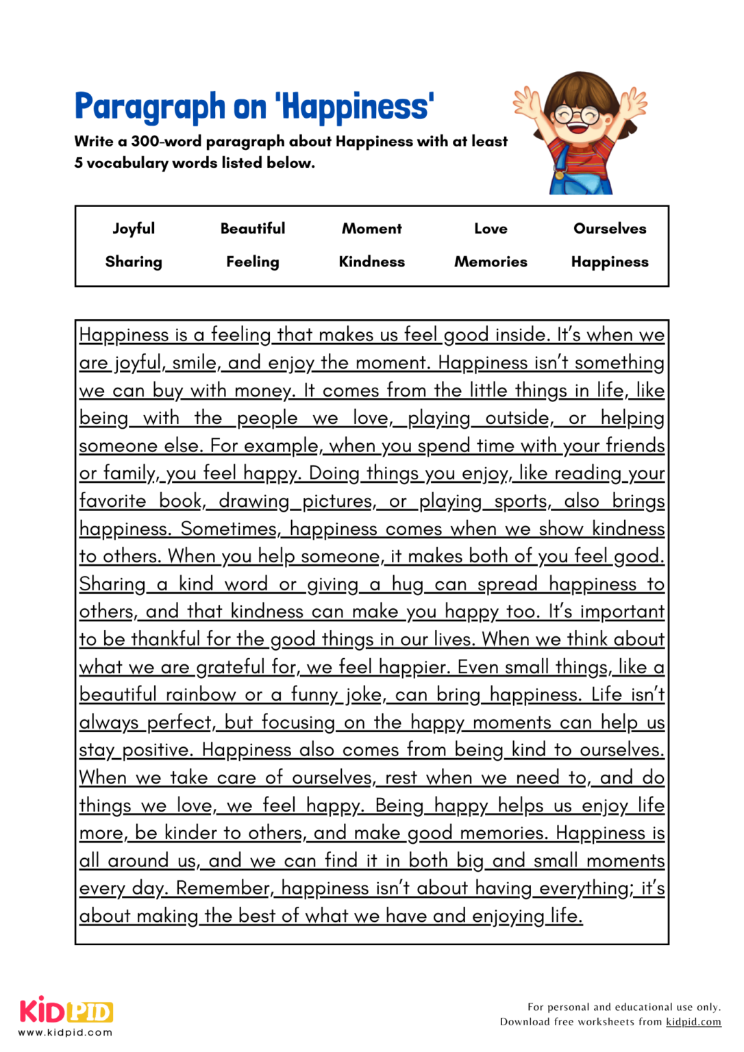 Paragraph on 'Happiness' - Kidpid