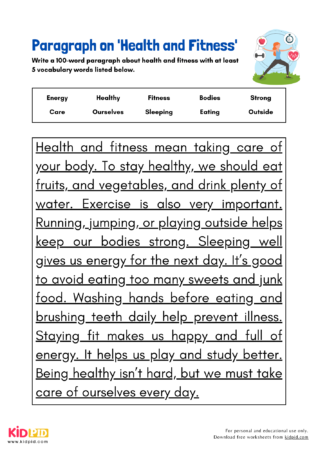 Paragraph on 'Health and Fitness' - Kidpid