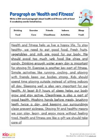 Paragraph on 'Health and Fitness' - Kidpid