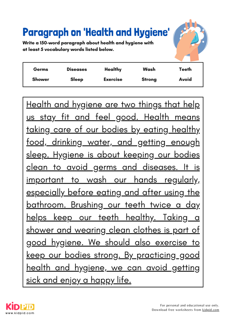 Paragraph on 'Health and Hygiene' - Kidpid