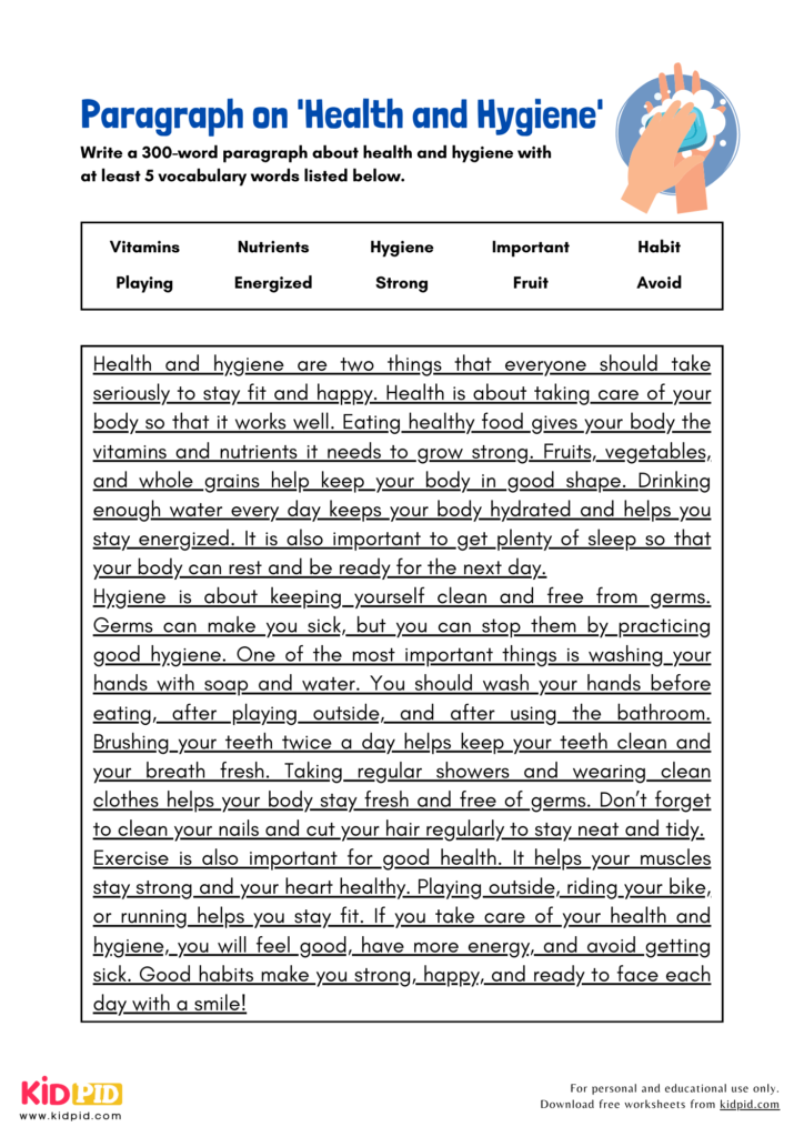 Paragraph on 'Health and Hygiene' - Kidpid