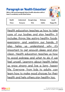 Paragraph on 'Health Education' - Kidpid