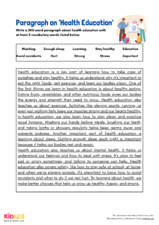 Paragraph on 'Health Education' - Kidpid