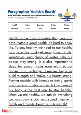 Paragraph on 'Health is Wealth' - Kidpid