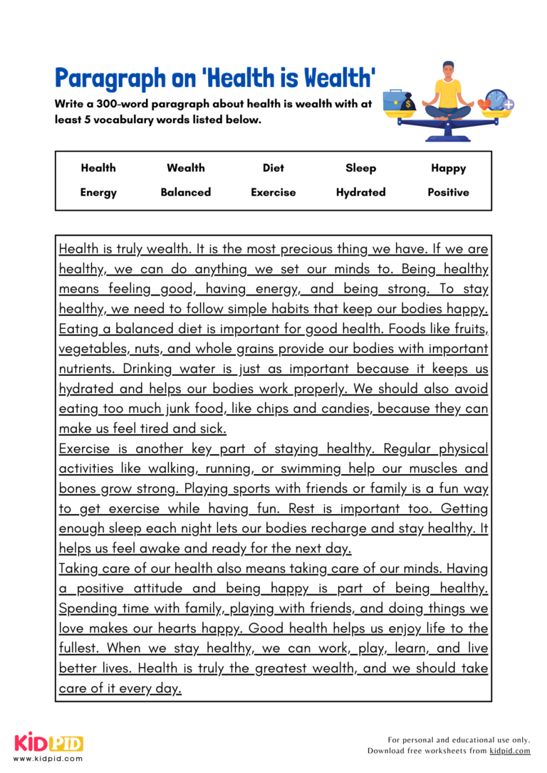 Paragraph on 'Health is Wealth' - Kidpid