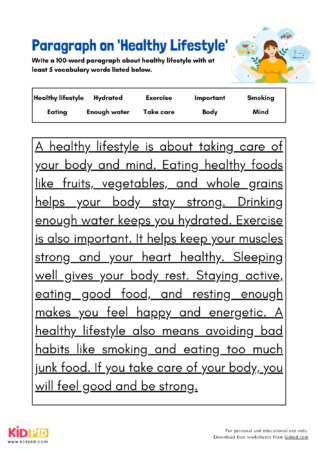 Paragraph on 'Healthy Lifestyle' - Kidpid