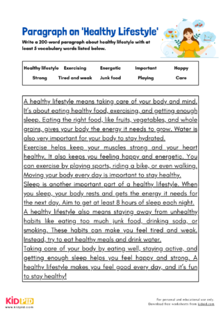 Paragraph on 'Healthy Lifestyle' - Kidpid