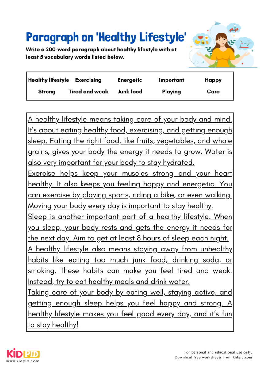 Paragraph on 'Healthy Lifestyle' - Kidpid