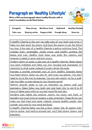 Paragraph on 'Healthy Lifestyle' - Kidpid