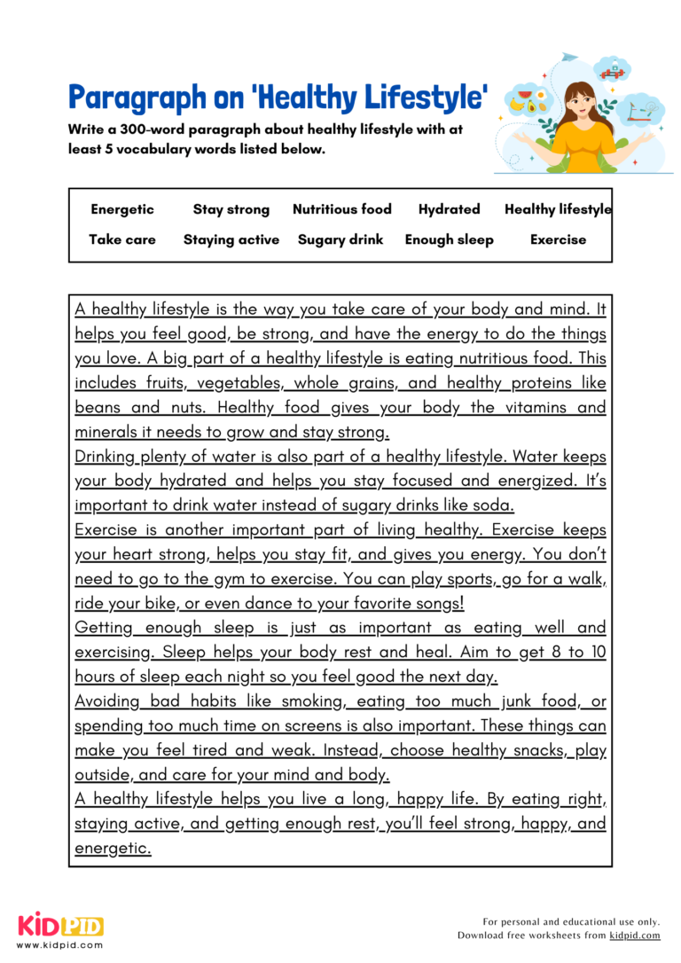 Paragraph on 'Healthy Lifestyle' - Kidpid