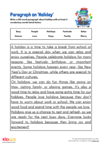 Paragraph on 'Holiday' - Kidpid