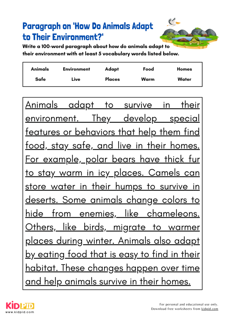 Paragraph on 'How Do Animals Adapt to Their Environment?' - Kidpid