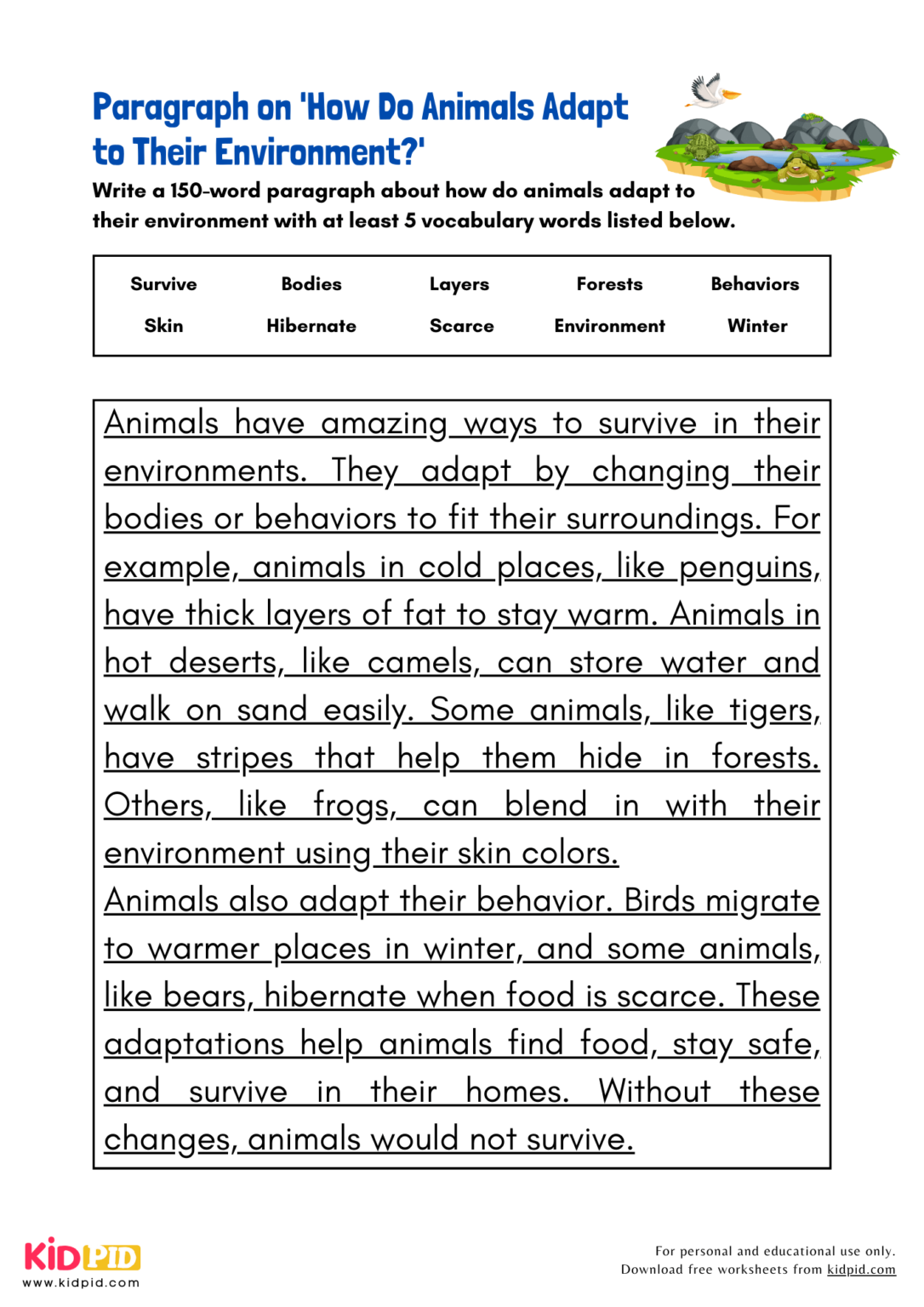 Paragraph on 'How Do Animals Adapt to Their Environment?' - Kidpid