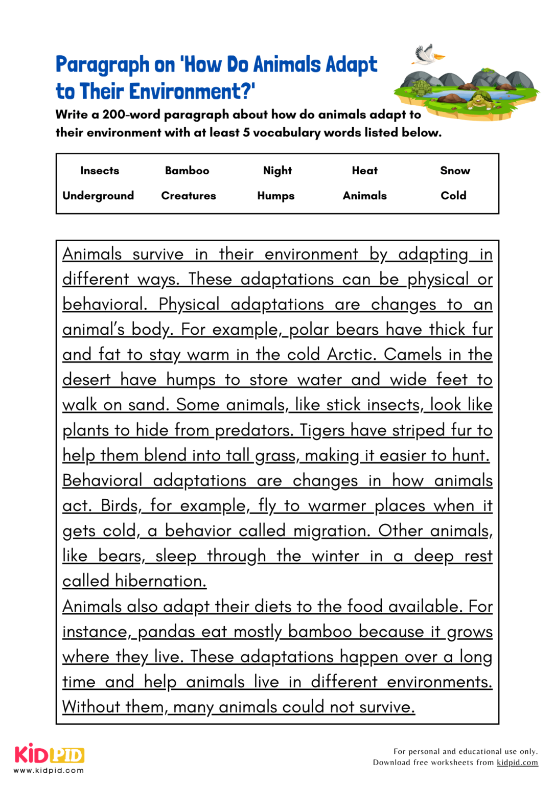 Paragraph on 'How Do Animals Adapt to Their Environment?' - Kidpid
