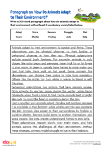 Paragraph on 'How Do Animals Adapt to Their Environment?' - Kidpid