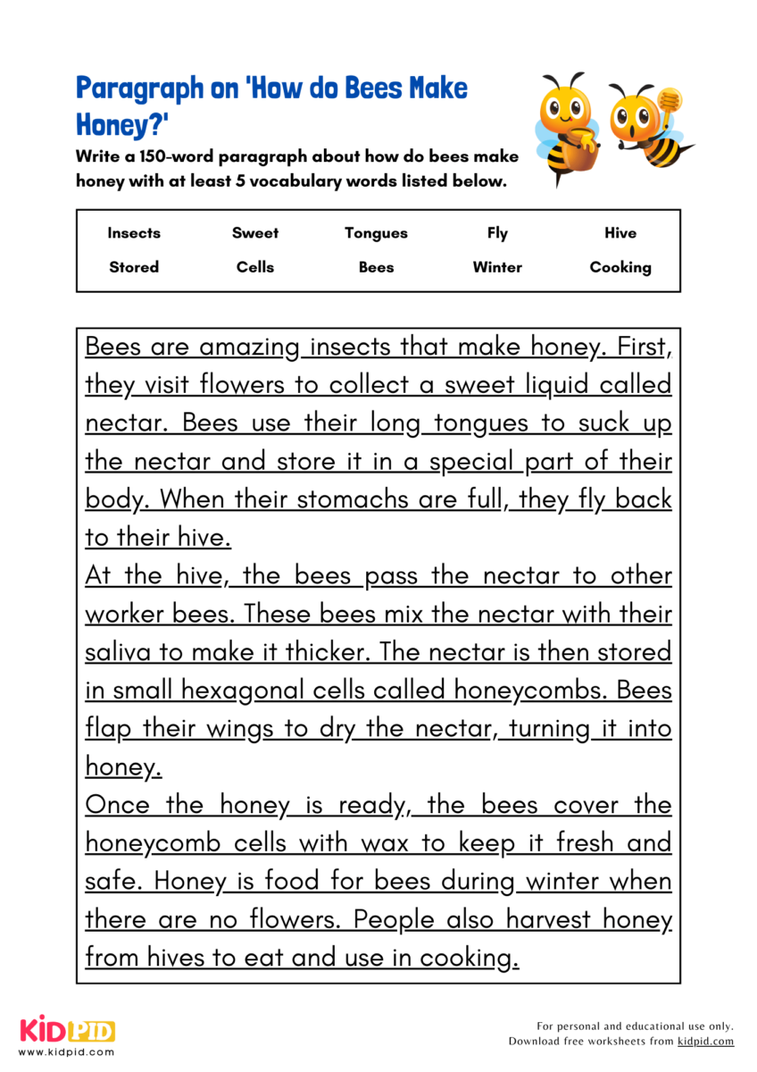 Paragraph on 'How do Bees Make Honey?' - Kidpid