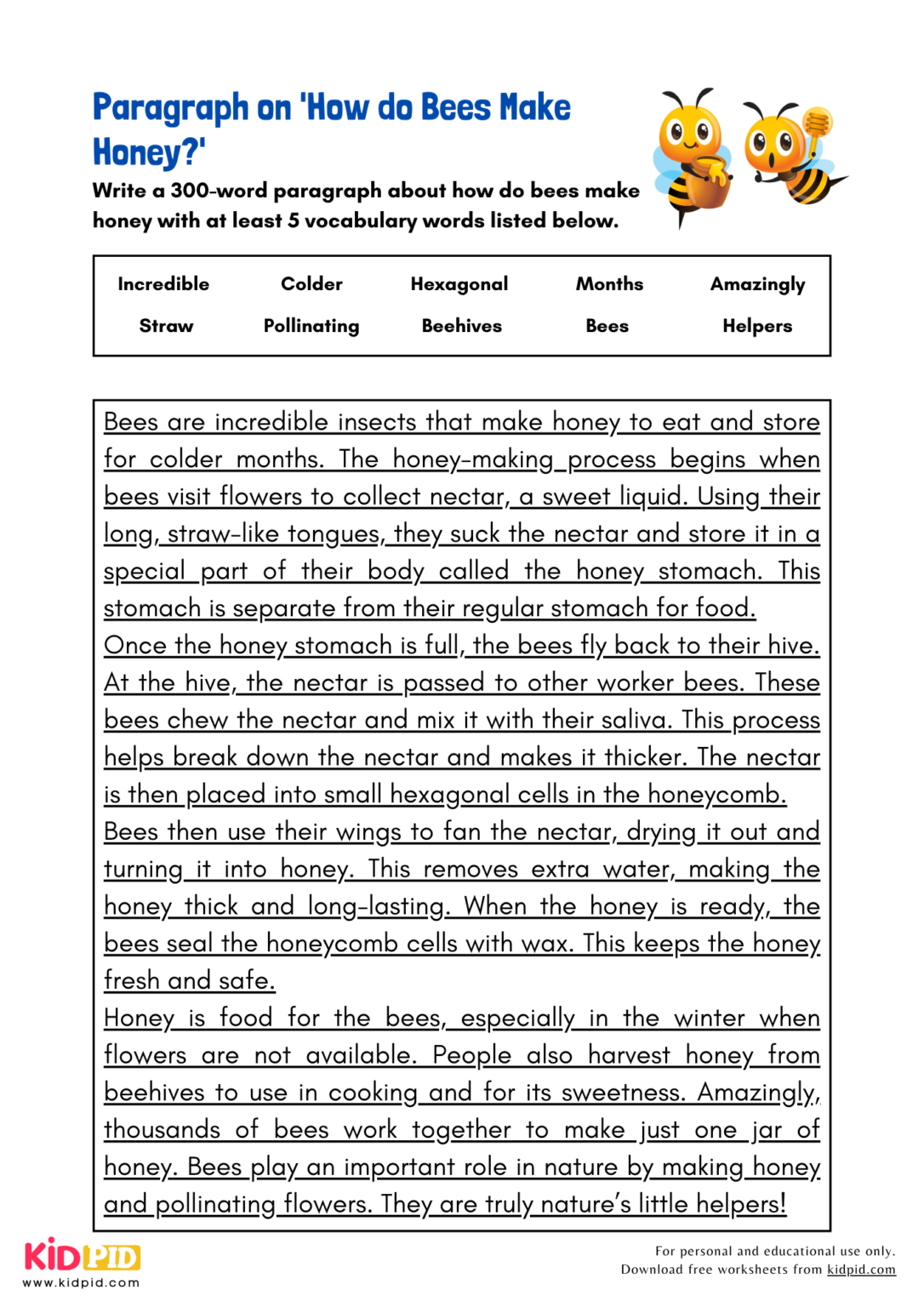 Paragraph on 'How do Bees Make Honey?' - Kidpid