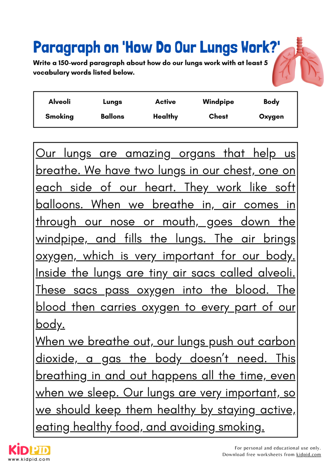 Paragraph on 'How Do Our Lungs Work?' - Kidpid