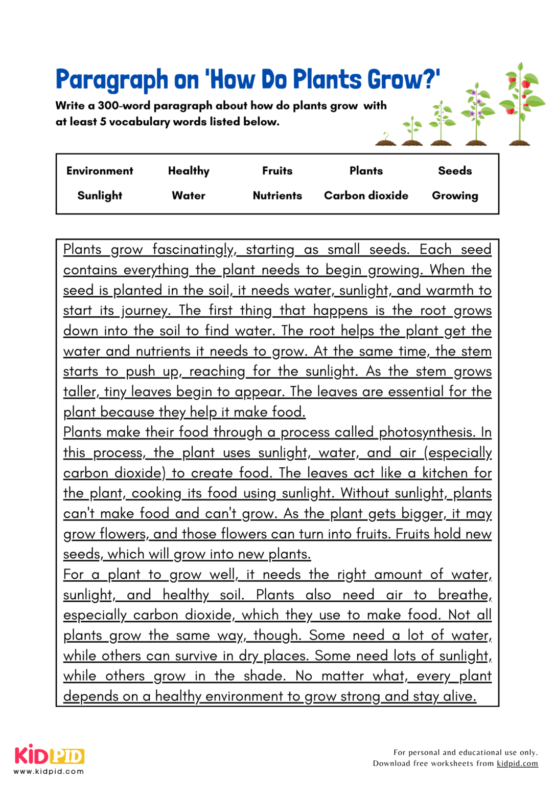 Paragraph on 'How Do Plants Grow?' - Kidpid