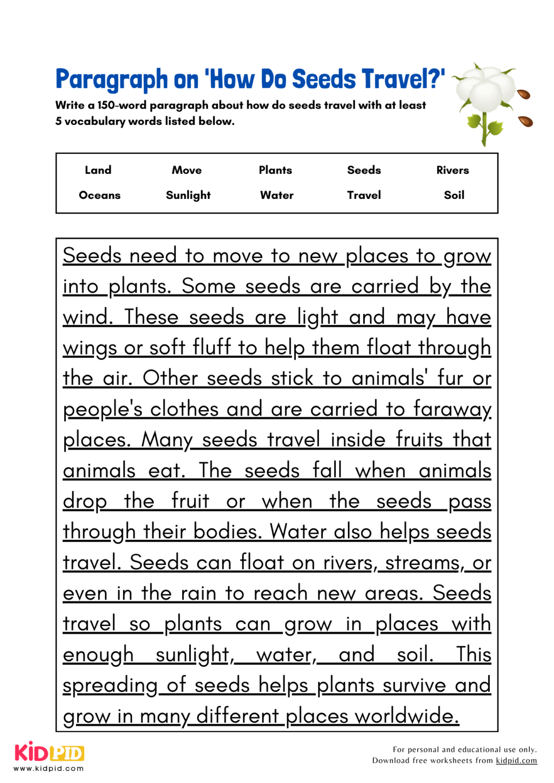 Paragraph on 'How Do Seeds Travel?' - Kidpid