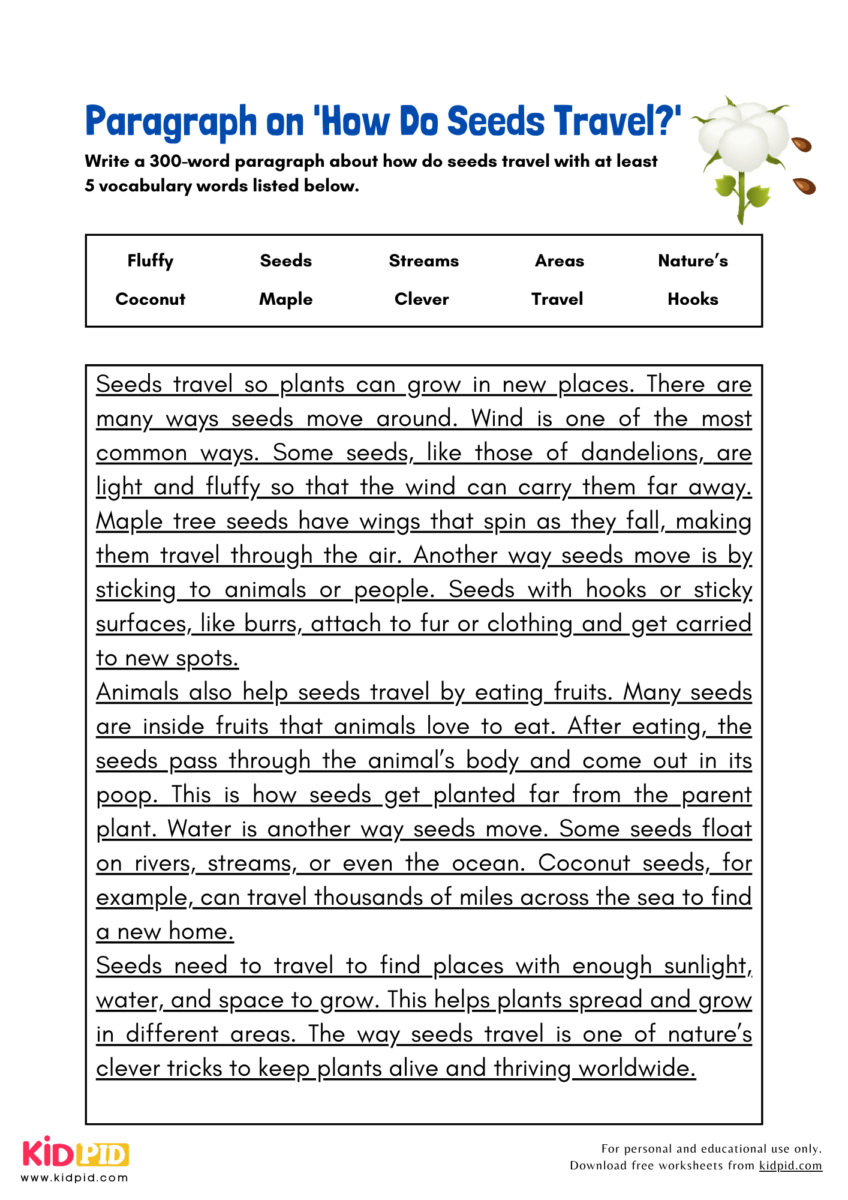 Paragraph on 'How Do Seeds Travel?' - Kidpid