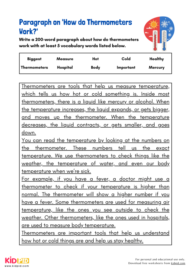 Paragraph on 'How do Thermometers Work?' - Kidpid