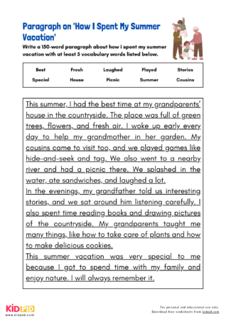 Paragraph on 'How I Spent My Summer Vacation' - Kidpid