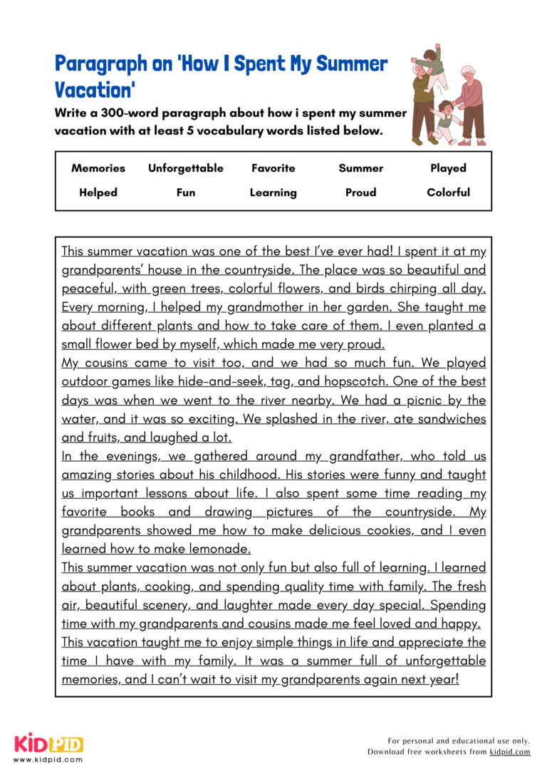 Paragraph on 'How I Spent My Summer Vacation' - Kidpid