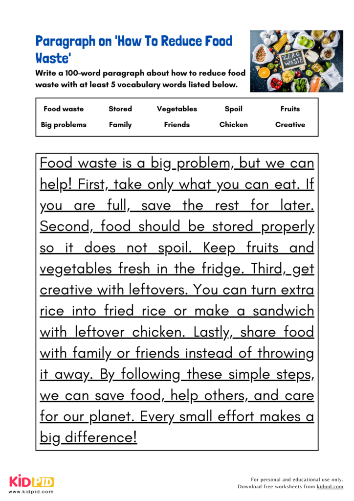 Paragraph on 'How To Reduce Food Waste' - Kidpid