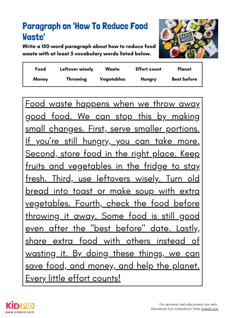 Paragraph on 'How To Reduce Food Waste' - Kidpid