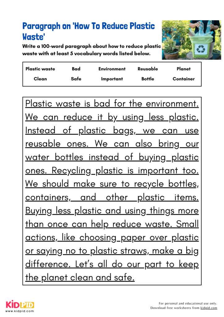 Paragraph on 'How To Reduce Plastic Waste' - Kidpid