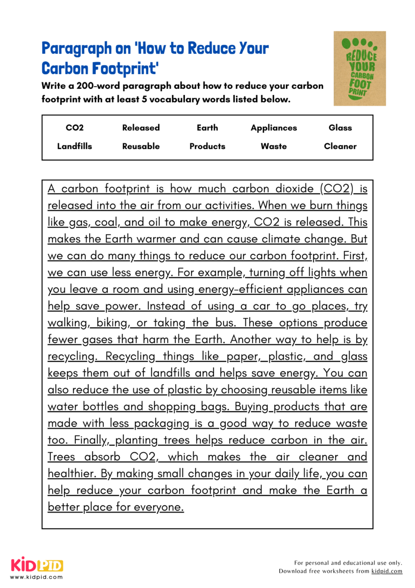 Paragraph on 'How to Reduce Your Carbon Footprint' - Kidpid