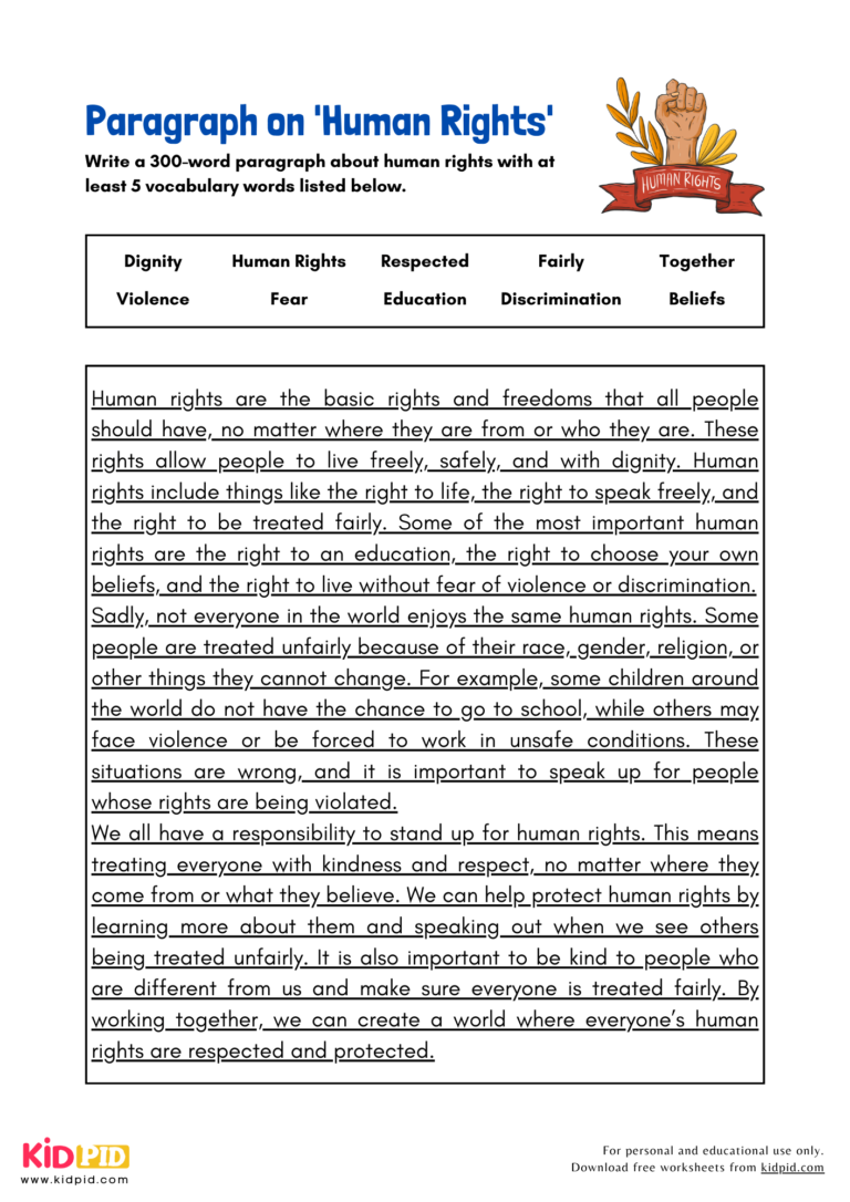 Paragraph on 'Human Rights' - Kidpid
