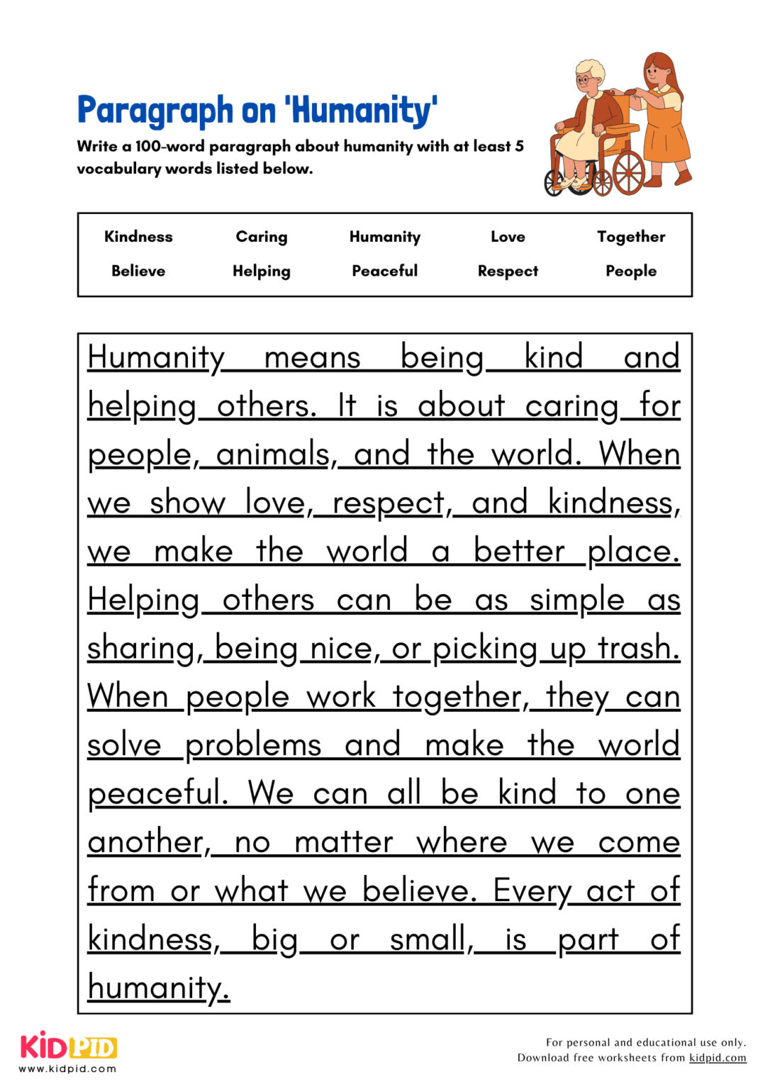 Paragraph on 'Humanity' - Kidpid