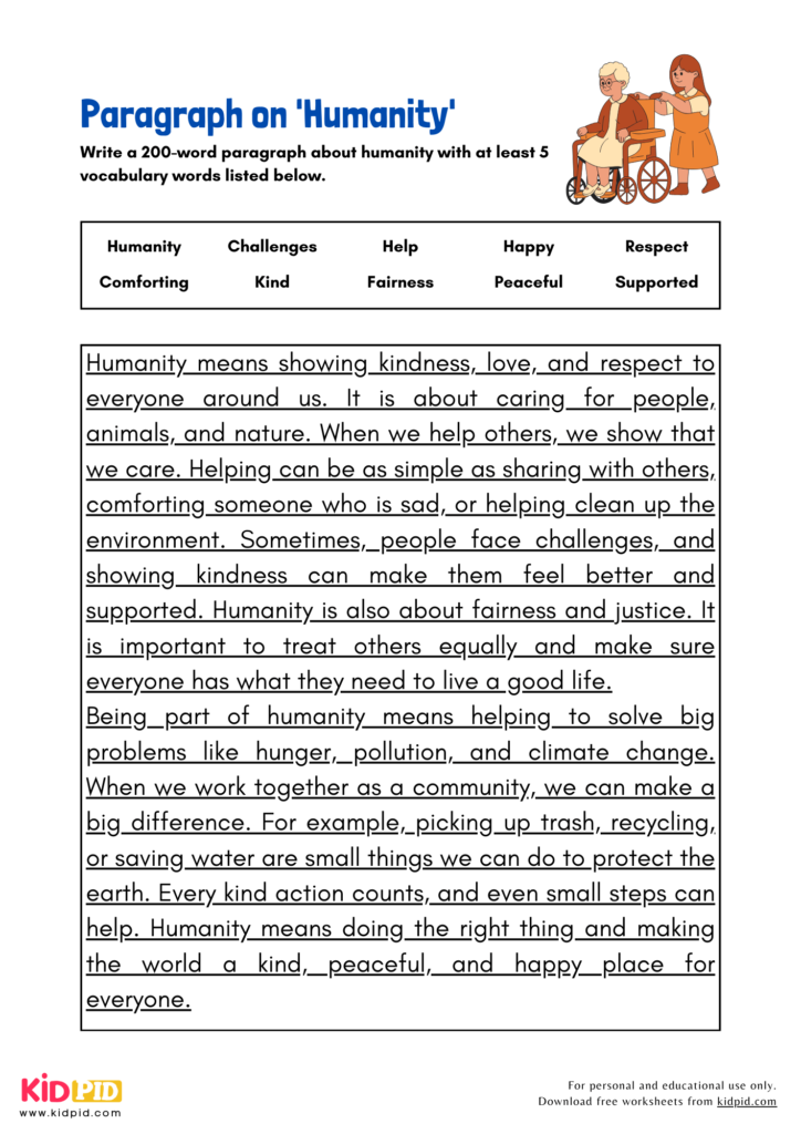 Paragraph on 'Humanity' - Kidpid