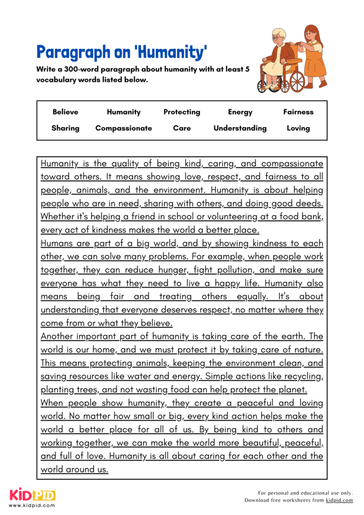 Paragraph on 'Humanity' - Kidpid